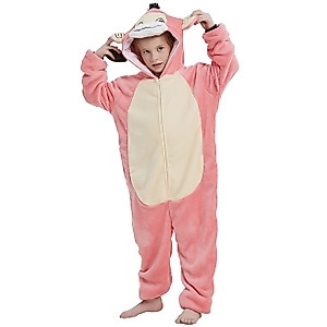 CALANTA Monkey Onesie Kids Gorilla Costume Animal Girls Pajamas One Piece Plush Sleepwear Cosplay Halloween Christmas.Pink.130