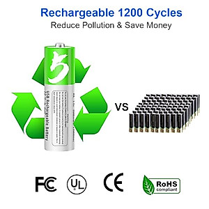 TEMIBATT Rechargeable Lithium AA Batteries,Double A Batteries 4 Pack, 2600mWh 1.5V Lithium Rechargeable AA Batteries 4-in-1USB-C Charging Cable for Household and Business Devices