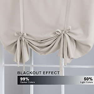 H.VERSAILTEX Blackout Room Darkening Curtain Balloon Curtains & Tie-up Curtains Bathroom Window Curtains Short Rod Pocket Curtain Panel - 42" Wide by 63" Long - Solid in Ivory/Cream