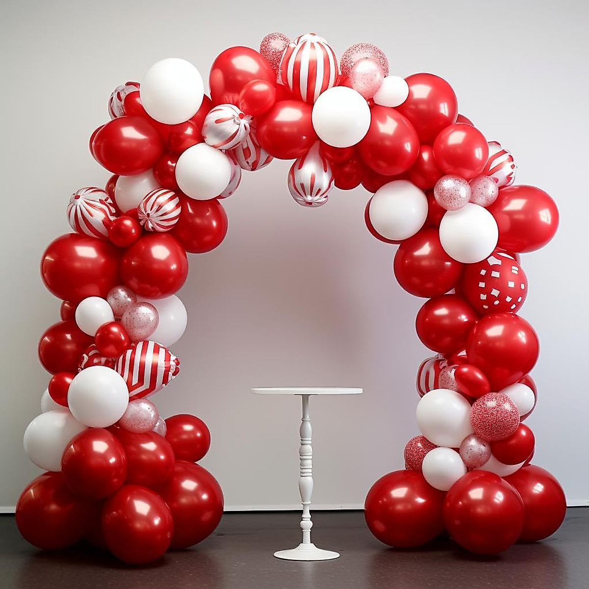 KBZVNAF Red White Balloons Garland Kit - 124Pcs Red White and Red Confetti Latex Balloons Arch for Wedding, Anniversary, Baby Shower, Birthday, Christmas Party Decorations