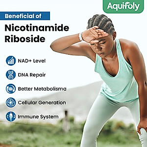 Aquifoly Liposomal Nicotinamide Riboside Supplement 2000 mg with TMG and Pterostilbene for Maximum Absorption, Superior to NAD, Boosting NAD+, Cellular Energy, and Age Defense, 60 Softgels