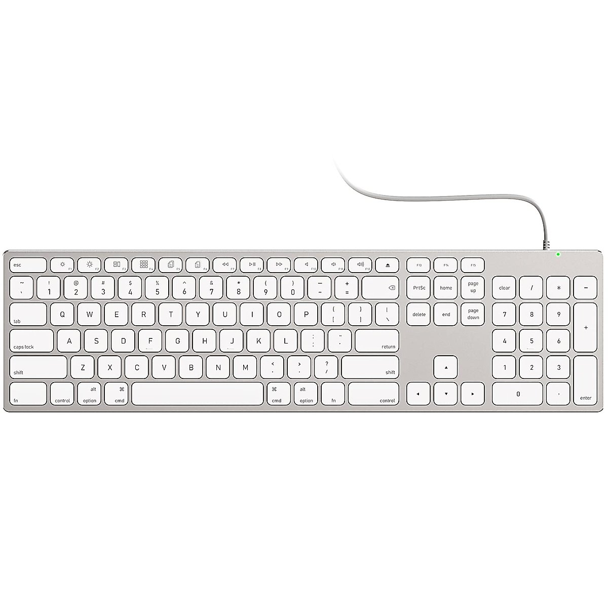 All-Aluminum Wired Keyboard for Apple Mac OS,Plug-n-Play Cable Connection in USB-A+C Port,Full Size USB Keyboard with Numeric Keypad for iMac/Mac Mini or MacBook Pro/Air Laptop