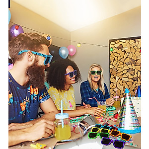 Flutesan Pixel Sunglasses Miner Party Favors Pixel Party Favors Glasses for Kids Adults Birthday Party Pixelated Game Party Supplies(12 Pair)