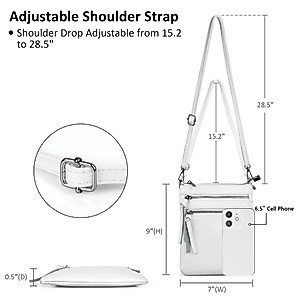 befen Genuine Leather White Crossbody Purses for Women, Small Cross Body Bag Purses with Zipper Pockets (White) - Fit iPhone 14 Pro Max