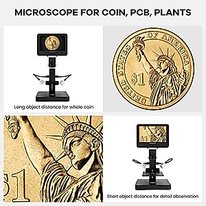 Andonstar AD246S-P HDMI Digital Microscope with 7'' Screen, 4000x 3 Lens 2160P UHD Video Record, Coin Microscope for Error Coins, Biological Microscope Kit for Adults and Kids, Prepred Slides