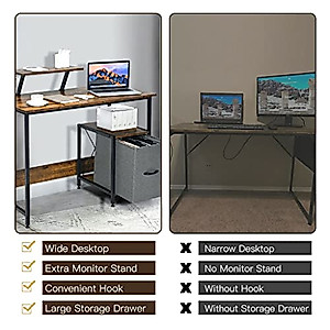 TREXD Computer Desk Writing Workstation W/Movable Storage Rack & Shelf for Home Office