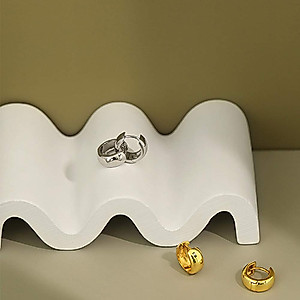 Chunky Wide Minimalist Small Hoop Earrrings for Women Cartilage S925 Sterling Silver Fashion Dainty Cuff Sleeper Simple Huggie Hoops Hypoallergenic Jewelry Gifts Bff Birthday Mom 10mm (silver)