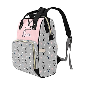 bliblisa Personalized Woodland Moose Arrow Mommy Nursing Bags Baby Girl Boy Name Diaper Bags