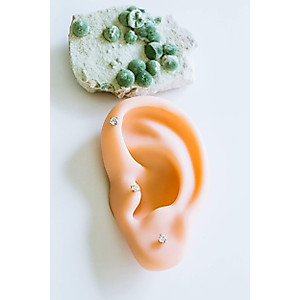 ONDAISY 14k Gold Plated Simulated Diamond 3mm Cz Round Circle Ball Ear Barbell Ball Stud Earring Piercing