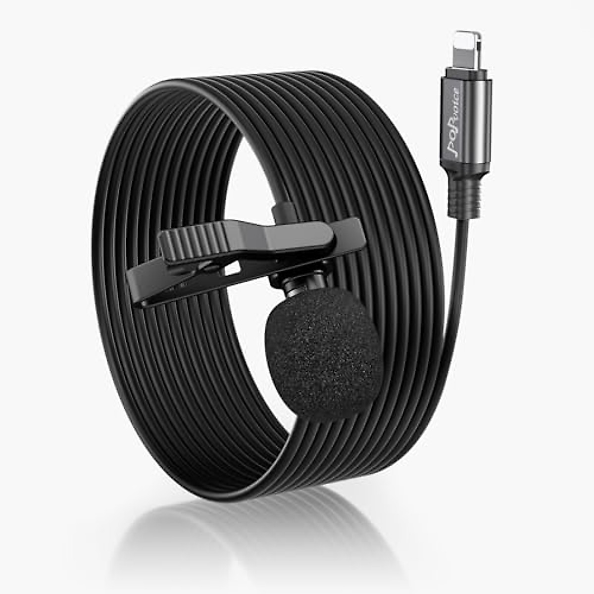 PoP voice Professional Lavalier Microphone for iPhone Wired Lapel Mic for Video Recording (16.4FT)