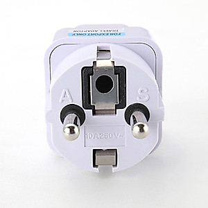ANRANK UE3360AK 2 Packs Universal AU US UK to EU Europe Plug AC 250V Power Travel Adapter White