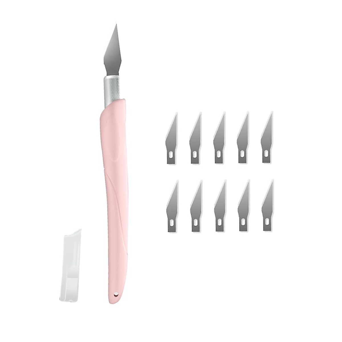 Craft Hobby Knife Exacto Knife with 10 Pcs Stainless Steel Blade Kit for DIY Art Work Cutting, Hobby, Stencil, Scrapbooking-11pack (Pink knife)
