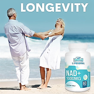 Liposomal NAD+ Supplement 1000 mg | Highest NAD Pontecy | Max Absorption | Pure NAD Supplement | Energy and DNA Repair, Aging Defense, Brain Function | 120 Softgels