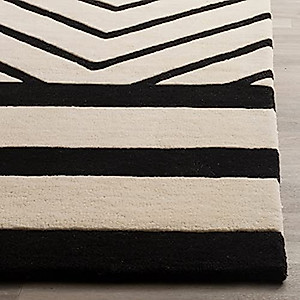 SAFAVIEH Fifth Avenue Collection 3' x 5' Ivory/Black FTV122A Handmade Mid-Century Modern Abstract Wool Area Rug