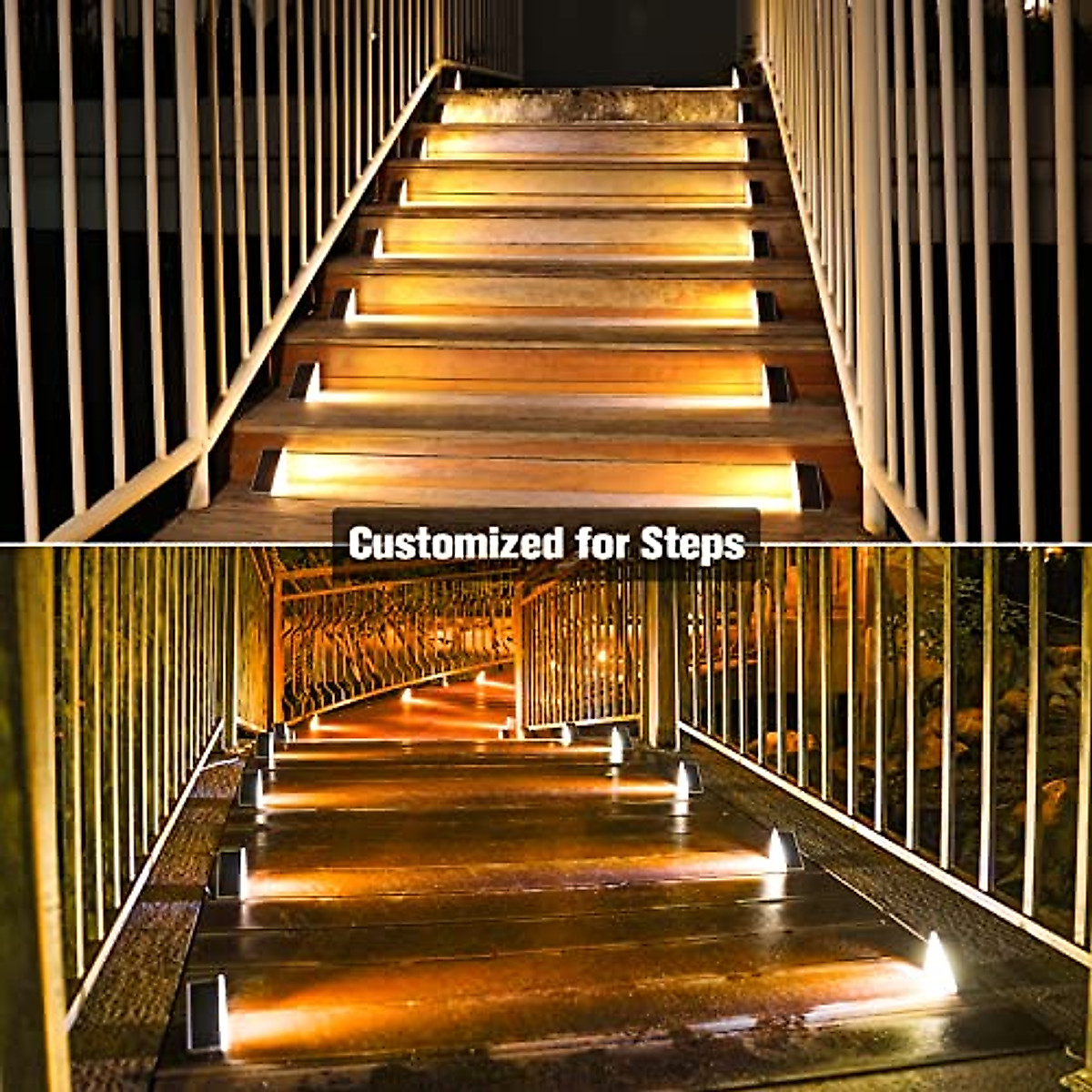 VOLISUN Outdoor Stair Lights 12 Pack, Solar Step Lights Waterproof IP67,80 Lumen, Led Step Lights Outdoor for Garden Backyard Stair, Staircase, Front Step, Front Porch and Deck(Warm White)