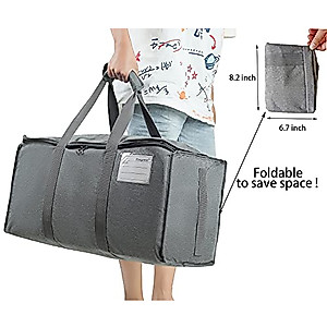 Dongawin Heavy-duty oversized storage bags, moving bag, tote bag for travel, luggage bags, camping, Christmas decoration storage., Gray, One Size