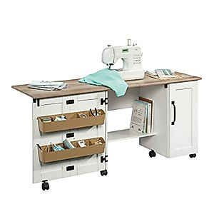 Sauder Miscellaneous Craft Cart, L: 39.29" x W: 19.49" x H: 28.54", Soft White finish