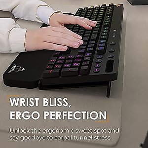 Deskello ErgoCombo - Comfortable Keyboard Stand and Wrist Rest - Ergonomic Computer Keyboard Riser with Wrist Pad - Fits All Keyboard Sizes - 16.9” Wide (Matte Black)