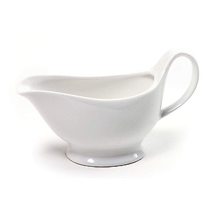Norpro Porcelain Gravy Sauce Boat with Stand and Candle, 16oz, White