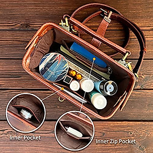 Leather Bags Purses and Handbags Shoulder Bags for Women Soft Leather Ladies Crossbody Bag & Carry Bag Doctor Bag Retro Style (Dark Brown)