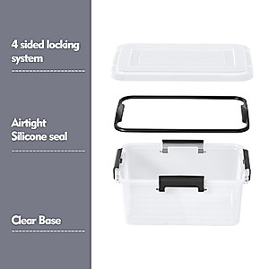 Yesdate 6-Pack 12 Quart Stackable Storage Bin with Latching Lid and Tight Seal, Plastic Airtight Storage Container Box, Clear
