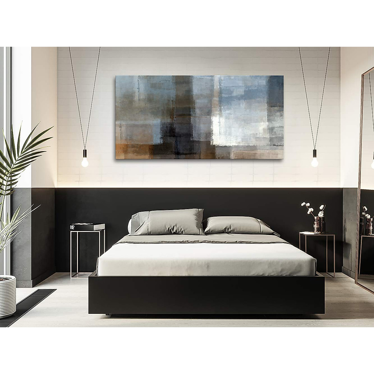 Muolunna A62275 Canvas Prints Abstract Wall Art Print Paintings Grey and Brown Home Decor Stretched and Framed Ready to hang for Living Room Bedroom and Office Home Kitchen Artwork 30x60inch