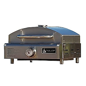 Mont Alpi MA-3N1 Multi-Fuel 12000 BTU Stainless Steel 3 in 1 Indoor Outdoor Table Top Countertop Portable Kitchen Gas Barbecue Grill Griddle & Pizza Oven + Pizza Stone & Cast Iron Skillet