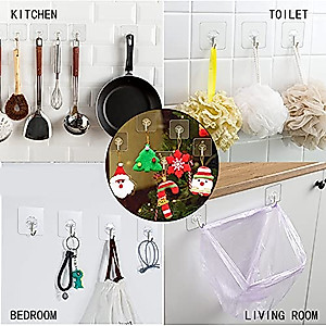 Wall Hooks 22lb(MAX) Heavy Duty Self Adhesive Hooks,Waterproof and Oilproof,Transparent Reusable Seamless Hooks Strong,Suitable for Bathroom Kitchen,20 Pack