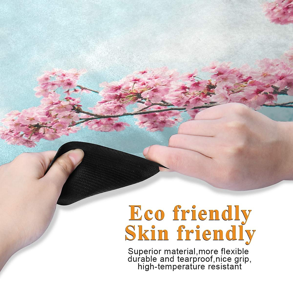 Qilmy Beautiful Cherry Blossoms Yoga mat,Best No-Slip Hot Yoga Mat, No-Toxic,TPE Yoga mat,Ideas for Exercise,Yoga and Pilates(71”x26”X 1mm)