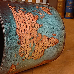 Zerodeko Livingroom Trash World Map Trash Can Waste Basket Pu Leather Garbage Container Toillet Paper Bin Laundry Hamper Plant Pot Storage Basket for Bathroom Office Dustbin Waste Storage Bucket