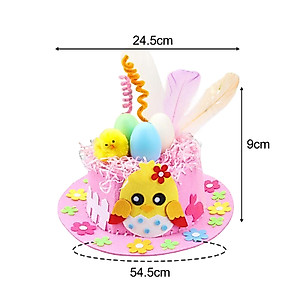 Amagogo Kids DIY Easter Bonnet Material Kit Handmade Crafts for Boys and Girls Cute Appearance Accessories to Decorate and Wear Lightweight, Pink