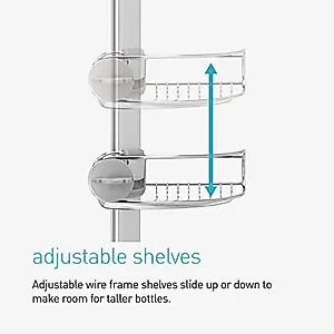 simplehuman 9' Tension Pole Shower Caddy, Stainless Steel and Anodized Aluminum
