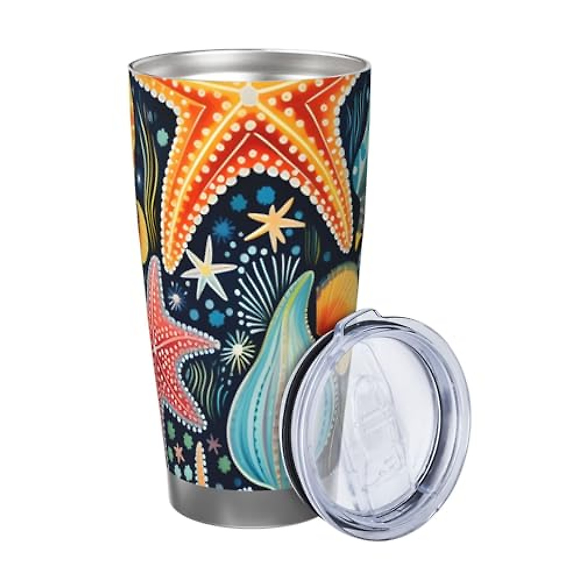AYCZN Colorful Seashell Starfish 20 OZ Tumbler Stainless Steel Travel Coffee Mug, Ocean Sea Coral Insulated Water Bottle with Lid Leakproof Thermal Cup