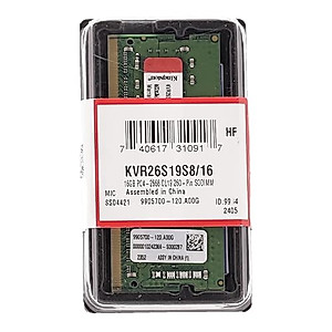Kingston ValueRAM 16GB 2666MT/s DDR4 Non-ECC CL19 SODIMM 1Rx8 1.2V KVR26S19S8/16 Laptop Memory