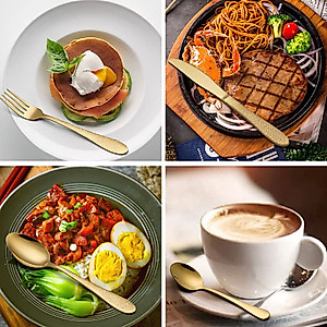 Silver Hammered Silverware Set,GULSARAYI 24-Piece Stainless Steel Flatware Set for 6, Metal Tableware Cutlery Set Includes Dinner Knives/Forks/Spoons, Modern Design & Mirror Polished