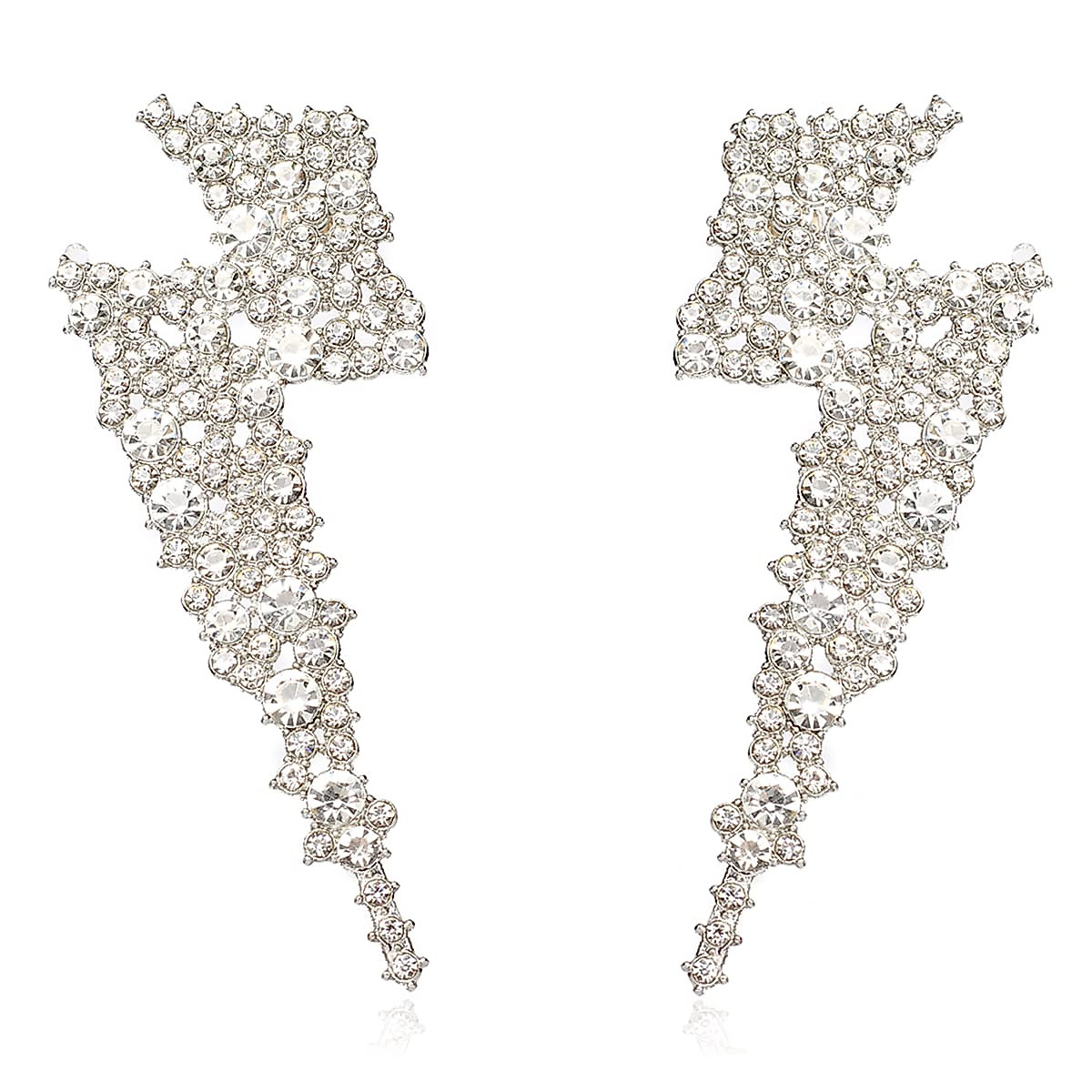 KELMALL Crystal Lightning Bolt Dangle Earrings for Women - Flash Statement Earrings, Trendy Sparkly Drop Jewelry