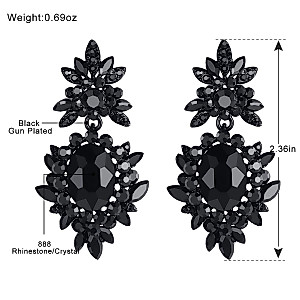 mecresh Vintage Floral Teardrop Black Austrian Crystal Drop Dangle Earrings for Women 2022 fashion jewelry