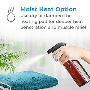 Pure Enrichment® PureRelief™ XL Heating Pad - LCD Controller with 6 InstaHeat Settings for Cramps, Back, Neck, & Shoulder Pain Relief, Moist Heat Option, Machine Washable, 12" x 24" Storage Bag (Blue)