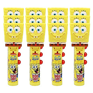 Pop Ups! Spongebob Squarepants Lollipop Holder | Collectable Spongebob Toy Lollipop Case | Party Favors for Halloween, Goodie Bags, Piñata Candy, Game Prizes | Bulk Set of 12 | Lollipops Included