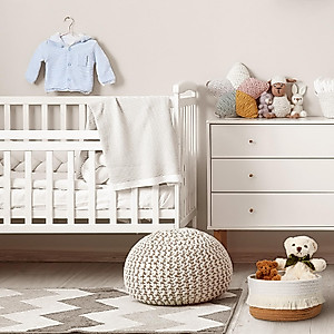 Kinlop 2 Pcs Small Woven Jute Cotton Rope Round Basket with Lid Macrame Storage Basket with Lid Decorative Storage Bins with Lids Decorative Hamper for Diaper with Cute Tassel