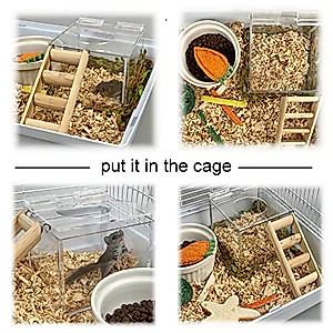 Jiorola Acrylic Critter's Sand Bath Box - Clear Hamster Digging Sand Container Bath Container Digging & Hide for Hamsters Mice Dormouse Gerbils or Other Small Pets