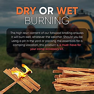Vivlly 10lb Fatwood Fire Starter Pack – Starter Wood for Fireplace – Small Wood Logs for Campfire Stove, Grilling & Cooking – Firewood Lighter Kindling Sticks – Firepit Burning & Camping Accessories