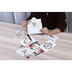 Juvale Assorted Floral Thank You Blank Cards with Envelopes (4x6 In, 48 Pack)