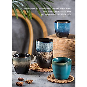 Lxuwbd- Ceramic Teacup, Kung Fu Tea Set, Coffee cup，Yerba Mate Set - Ceramic Mate CupSet of 4 (4-color, Ceramic cups)