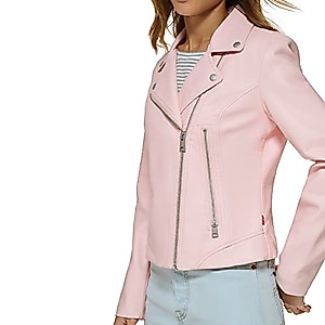 Levi's Women's Faux Leather Asymmetrical Moto Jacket, Rose Quartz, X-Large