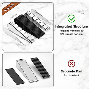 Rosoenvi Door Stoppers, Door Stop for Bottom of Door, Heavy Duty Door Stopper, Doorstops Wedge Holder on Carpet Concrete Tile Linoleum and Wood for Home, Office, Classroom and Hotel, 2 Pack, Black