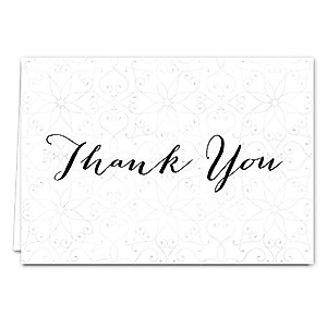 Boho Spirit Thank You Note Cards / 36 Greeting Cards With White Envelopes Set / 6 Floral And Feather Gratitude Card Designs / 3 1/2" x 4 7/8" Thanks Note Cards