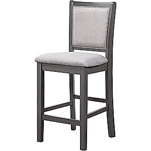 New Classic Furniture Amy Kitchen Counter Island Dining Table for 4 with Storage Shelf & USB Chargers, Contemporary Gray