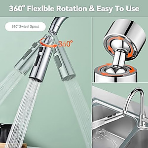 Fozite Pull Down Spray Head for Kitchen Faucet, Sink Aerator, 360° Twist Spray Attachment, 3-Function Spray Mode Design, Faucets Replacement Part for Kitchen Sink, Fits Most Standard Pull-Out Hose