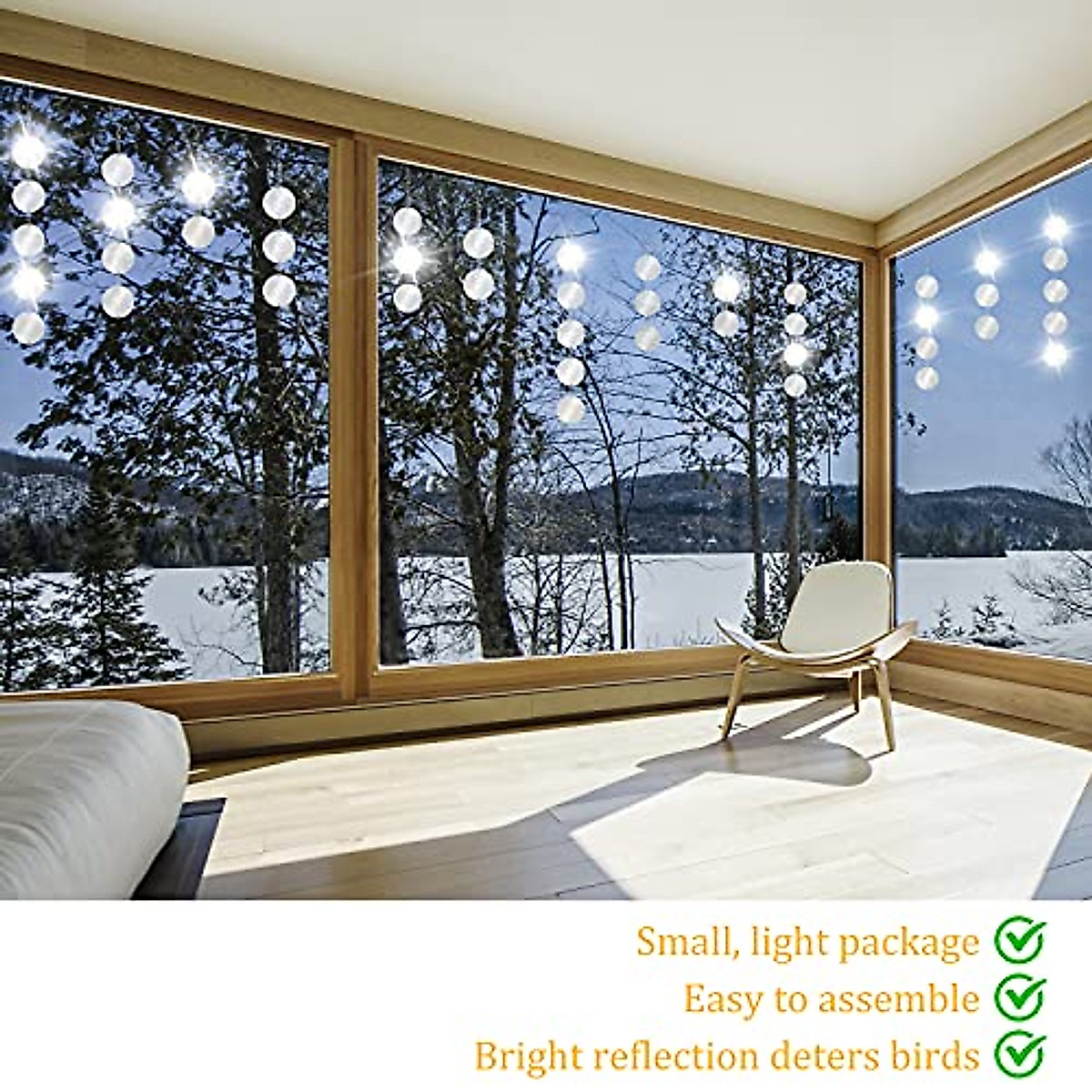 Firiglob 24 Pack Bird Scare Discs Set, 3.9 Inch Large Double-Sided Bird Reflectors, Upgraded Discs Set Reflective, Bird Scare Devices to Keep All Birds Away Like Woodpeckers, Pigeons, Ducks, Herons